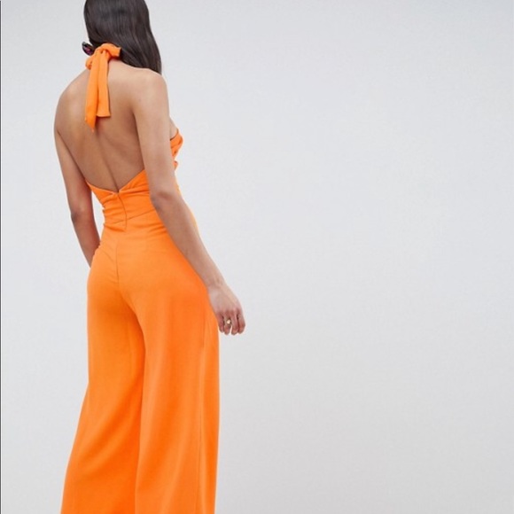 ASOS | Pants & Jumpsuits | Nwt Orange Romper Cut Out Halter From Asos ...